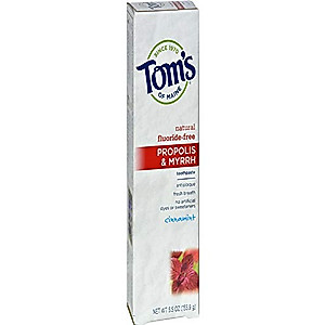 Tom's of Maine Propolis & Myrrh Natural Fluoride Free Toothpaste, Cinnamint 5.5 oz