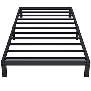 Maenizi 8 Inch Twin Bed Frame No Box Spring Needed, Heavy Duty Metal Platform Bed Frame Twin Size Support Up to 2500 lbs, Easy Assembly, Noise Free, Black
