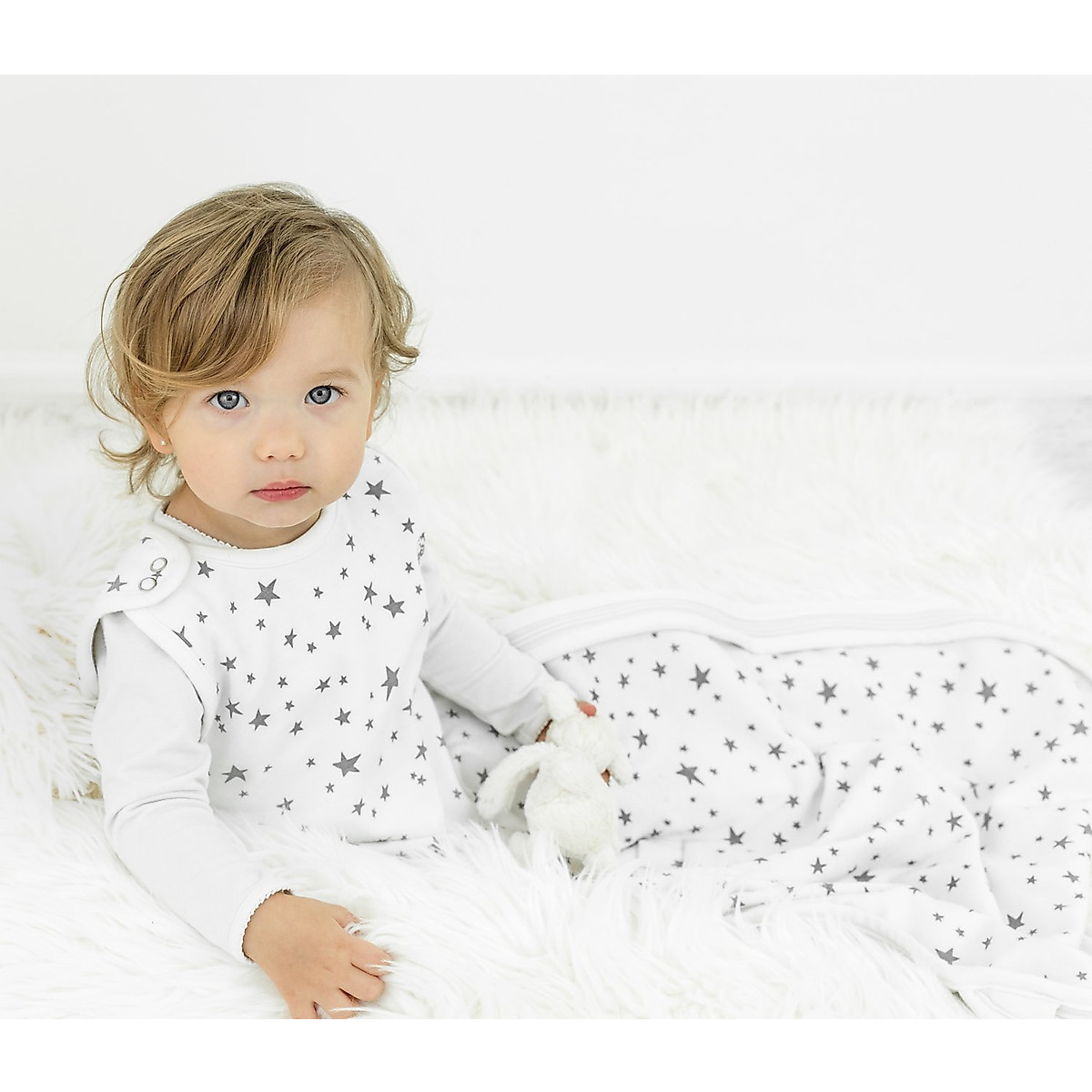 Woolino Toddler Sleeping Sack, 4 Season, Merino Wool and Organic Cotton, Baby Sleep Bag, 2-4 Years, Stars