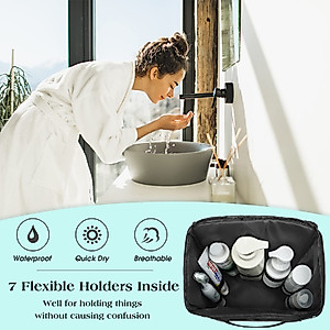 Attmu Portable Shower Caddy College Tote Bag, Quick Dry Hanging Toiletry Bag, Large Capacity Mesh Shower Caddy Portable for College Dorm Room Essentials for Boys and Girls for Bath Camping (Black)