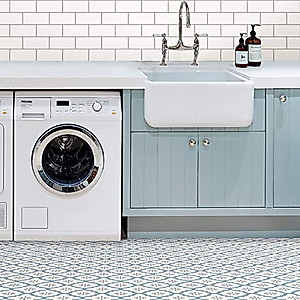 FloorPops FP2943 Alfama Peel & Stick Floor Tiles, Multicolor, Blue