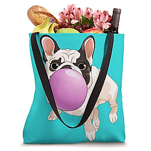 Funny Frenchie Blowing Bubble Gum Dog Gift French Bulldog Tote Bag