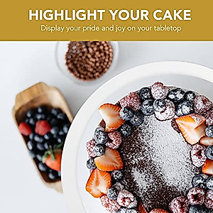 Collapsible White Cake Stand for Dessert Table, Wood Circles 12 inch Cake Stands for Wedding Reception, Cupcake Stand Wood Base with Metal Serving Stand - White Smedley & York