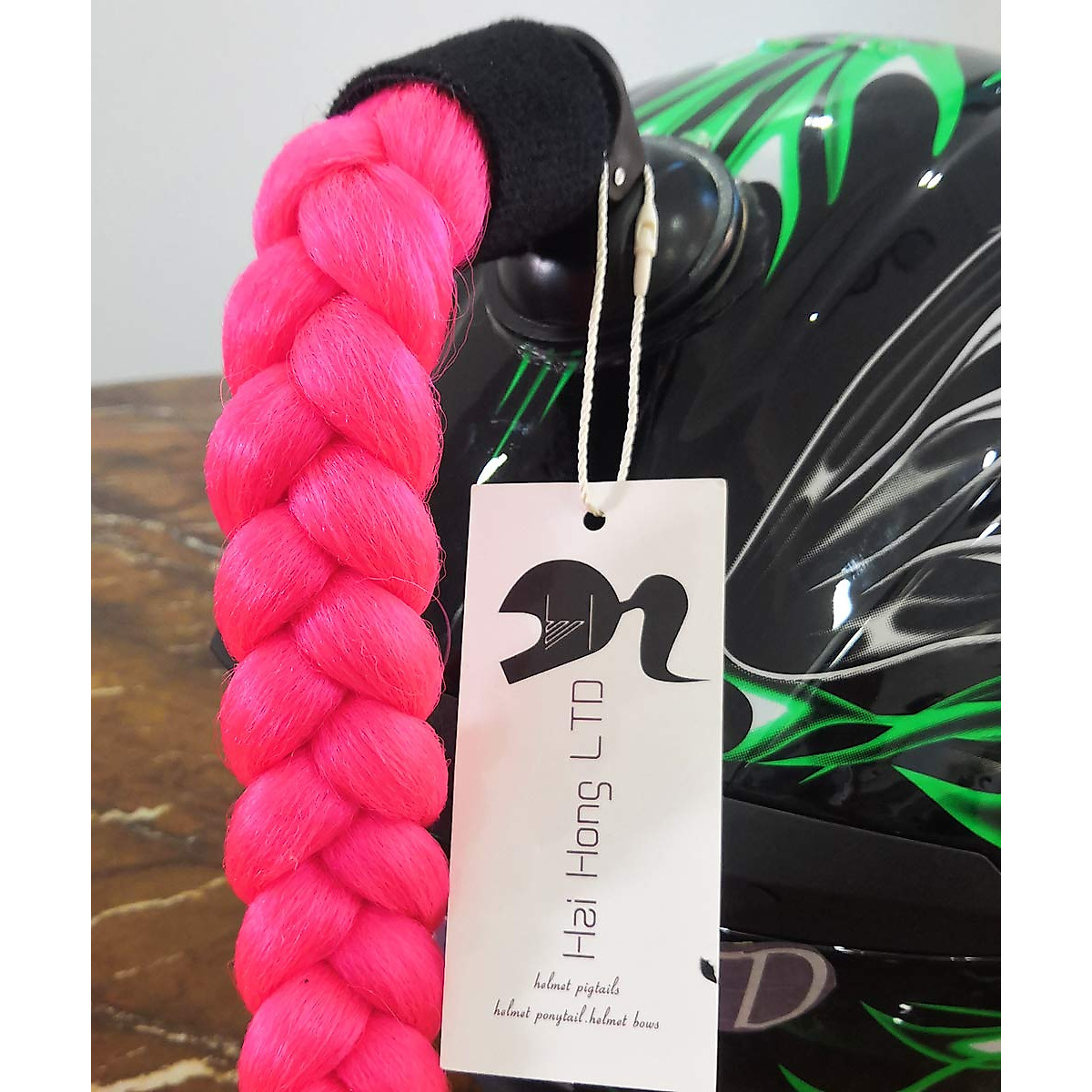 HHongJM Helmet Pigtail Motorcycle Helmet Ponytail Bicycle Helmet Braids Hair Tails Used for Any Helmets/Reusable Design 24Inch (Helmet Not Included)