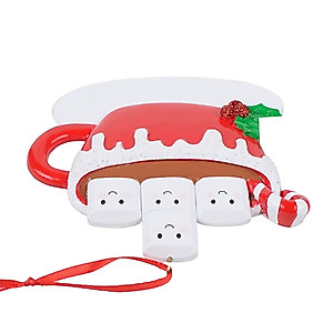 2024 Christmas Tree Ornaments - Personalized Marshmallow Family of 4 Ornament - Cocoa Family Ornament - Holiday Keepsake Gift - Hot Chocolate Mug Xmas Name Ornament - Free Customization