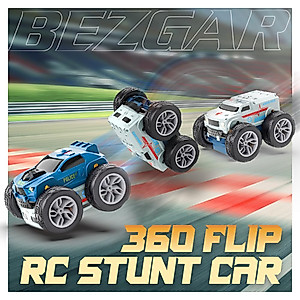 BEZGAR TD201 Remote Control Car-Police&Ambulance Car 2 in 1 Double Sided RC Stunt Car with 360 Flip Spinning Toy Car Vehicle Gifts for Boys Kids