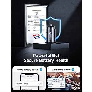 USB Car Charger Adapter AINOPE Fast Car Charger Fast Charge Cigarette Lighter USB Charger 36W All Metal Mini Quick Charge Compatible with iPhone 14/13/12/11 pro/11/ x/8, Note 9/20 Galaxy S23/S10/S9