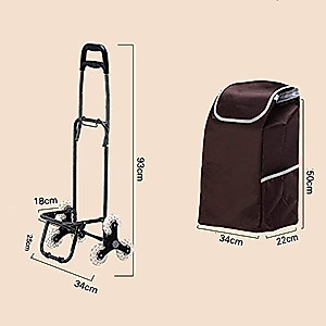 Portable Convenient Trolleys Lightweight 3 Angle Wheel Climbing Shopping Cart Wheel Rolling Push Trolly Waterproof Bag Coffee Color Lucar