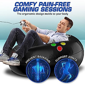 The Gamer's Chair - Inflatable Video Gaming Chair for Kids & Teens - Perfect Game Room Decor - Cool Blow Up Bean Bag Style Air Filled - Indoor Furniture Bedroom Lounge Floor Chair Cheap