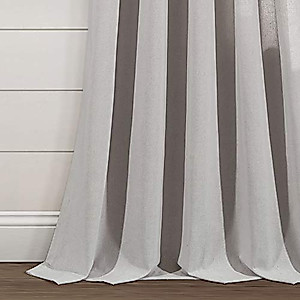 Lush Decor Ivy Tassel Faux Linen Window Curtain Panel Pair, 84 in x 40 in, Light Gray