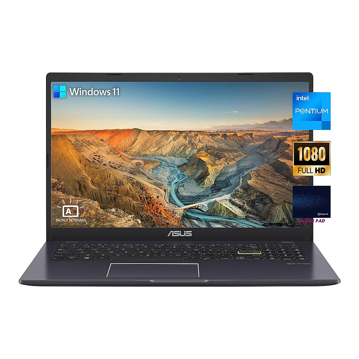 ASUS VivoBook Go L510 Laptop, 15.6" FHD Display, Intel Pentium Silver N5030 Processor, 4GB RAM, 128GB +256GB SSD, HDMI, Wi-Fi, Bluetooth, Windows 11 Home, 1 Year Microsoft 365, Black