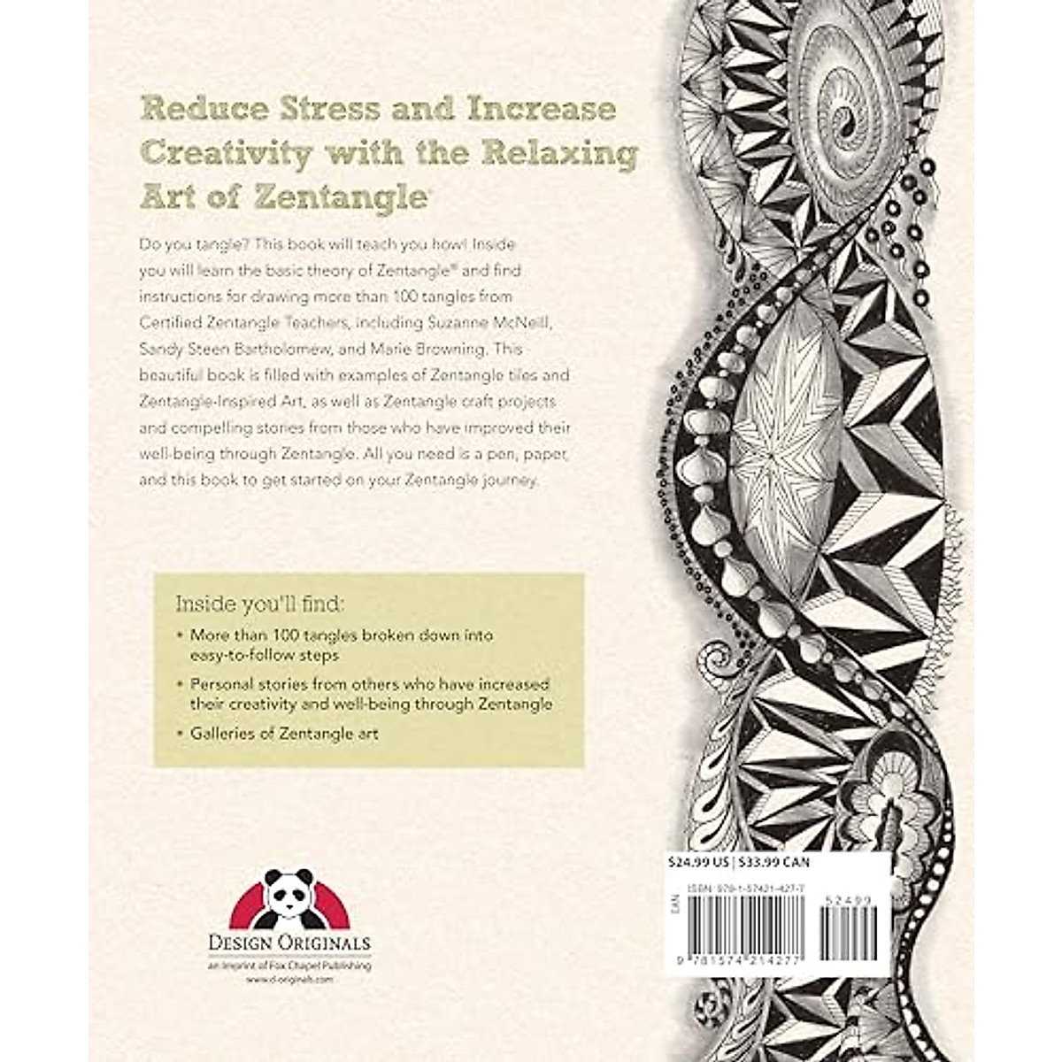 Joy of Zentangle: Drawing Your Way to Increased Creativity, Focus, and Well-Being (Design Originals) Instructions for 101 Tangle Patterns from CZTs Suzanne McNeill, Sandy Steen Bartholomew, & More