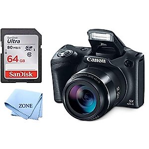 Canon PowerShot SX420 Digital Camera w/42x Optical Zoom - Wi-Fi & NFC Enabled (Black) + 64GB SD Memory Card