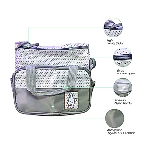 Diaper Bag, RoyalBaibei large travel diaper tote multifunction for mom and dad, 5 pieces Waterproof bag for boys and girls with changing pad, pacifier case and insulated pockets (Classic Khaki)