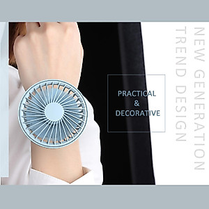 Aquatrend Personal Mini Wrist Fan,3 Speed Pocket Fan with Adjustable Wristband,Protable USB Rechargeable Watch Fan for Indoor And Outdoor (Blue)