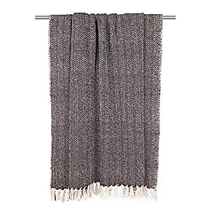 DII Chevron Throw Collection Handloomed Cotton, 50x60, Black