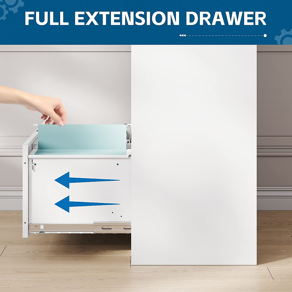 PEUKC 2-Drawer Metal File Cabinet, Lateral Vertical Filing Cabinets for Home Office, Locking File Cabinet with Storage Shelves, Legal/Letter/A4 Size Office File Cabinet, (White, Assemble Required)