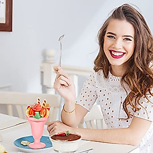 6 Pcs 7.5 oz Glass Tulip Sundae Cups Ice Cream Bowls Parfait Glasses Frosted Footed Vintage Dessert Cup for Milkshake Candy, Pink, Yellow, Blue, 5.31 x 3.94 x 3.15 Inch