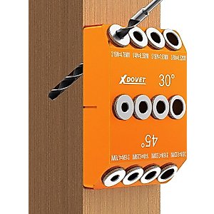 XDOVET 30 45 90 Degree Angle 4 Sizes Drill Jig for Angled Holes/Straight Holes, Drill Guide for Cable Railing Lag Screw Wood Post, Durable Aluminum Alloy Drilling Jig for Deck Stair Handrail