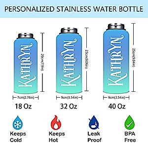 Personalized Insulated Water Bottle with Straw, Christmas Birthday Gift for Kids Women Men, Custom Stainless Steel Thermoses Cup with Name or Text, Gradient, 32OZ