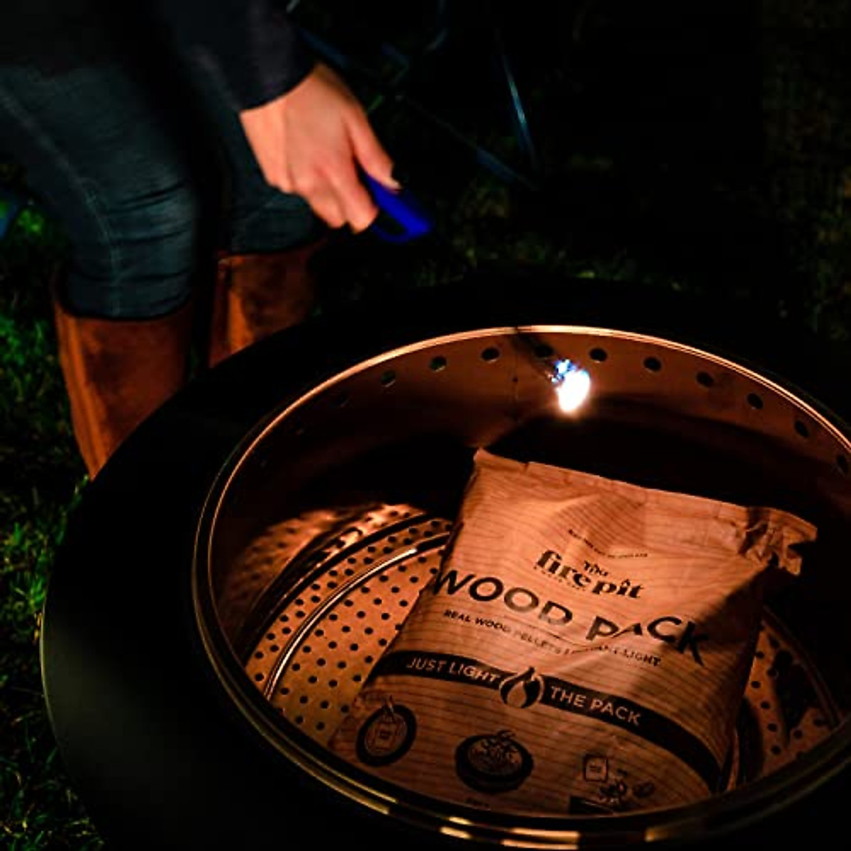 TIKI Brand Wood Packs - 4-Pack, Wood Pellets For Smokeless Outdoor Fire Pits, Wood Fuel Pellets, Easy Instant Fire For 30+ Minute Burn, 17 x 11.5 x 3.5 Inches