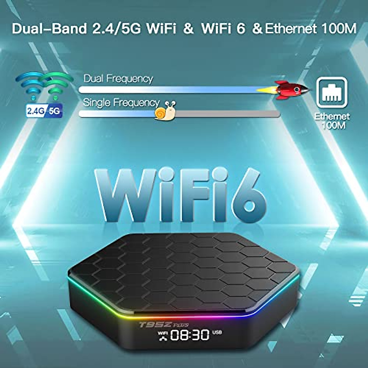Newest Android TV Box 12.0, T95Z Plus Android TV Box 4GB 32GB Allwinner H618 Quad core 64-bit Smart Android TV Box with 2.4/5GHz Dual-WiFi 6K UHD WiFi 6 BT5.0 Ethernet 100M