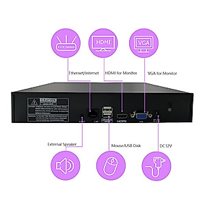 SUNBA 10 Channel 4K IP Face Recognition Network Video Recorder for P525/P625/P636 Cameras (NVR-PF10) - No Hard Drive
