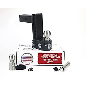 Weigh Safe Adjustable Trailer Hitch Ball Mount - 8" Drop Hitch for 2.5" Receiver w/ 2 pc Keyed Alike Lock Set, Premium Steel Trailer Tow Hitch w/Built in Weight Scale for Anti Sway, 22,000 lbs GTW