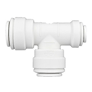 John Guest Reducing Tee 3/8" QC x 3/8" QC x 1/4" QC Branch Run Tee Fitting. Polypropylene White (PP30121208W)