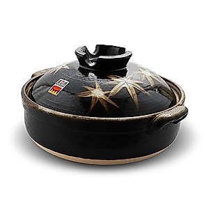 Yokkaichi Banko-yaki Donabe Clay Pot : Elegant Autumn Leaf Earthenware Pot – Microwave and Oven safe－Perfect for Stewed & Hot Pot Dishes, Made in Japan (8)