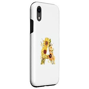 iPhone XR Letter A Initial Monogram Sunflower Minimalist Women Yellow Case