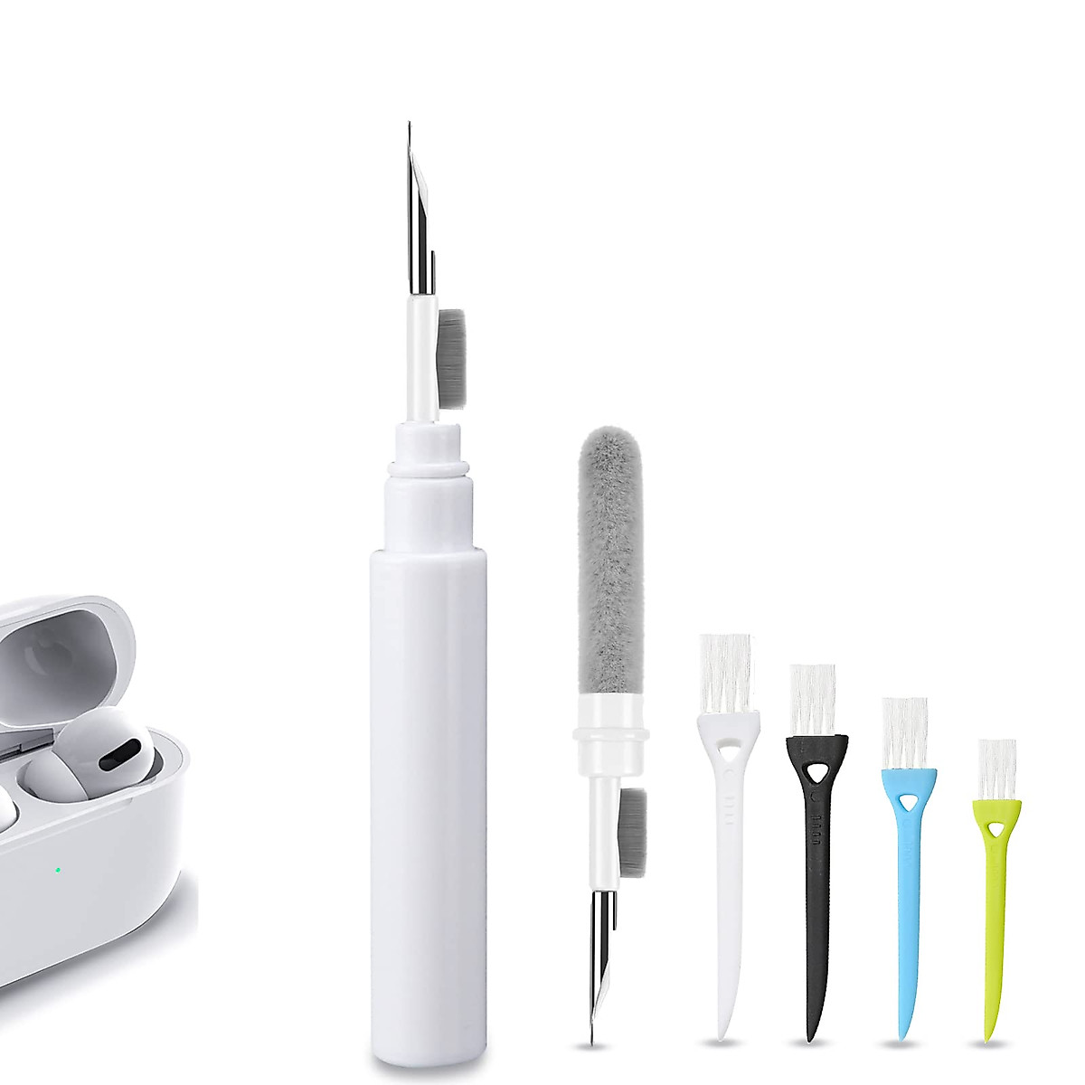 AGhappy Cleaner Kit for Airpods 1 2 3, 6 in 1Multi-Function Cleaning Pen for Earbuds Bluetooth Earphones Case Soft Brush Tools for Lego Huawei Samsung MI Earbuds PC Laptop Pro Camera Lens