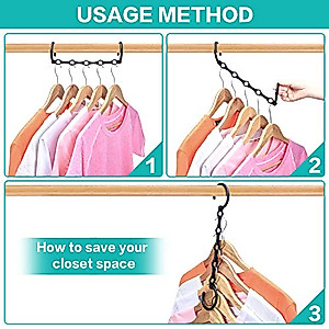 HWAJAN Closet Organizers and Storage Magic Hangers 20PC Sturdy Plastic Space Saving Clothes Hangers Multifunctional Hangers for Pants,Shirts,Black