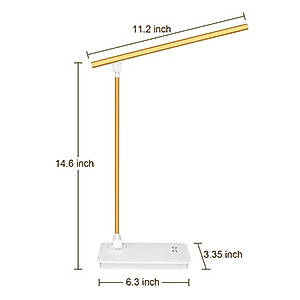 Lapeort LED Desk Lamp with USB Charging Port, Dimmable Eye-Caring Desk Lamp for Home Office, Touch Control Cute Table Lamp with 5 Lighting Modes, 3 Level Brightness