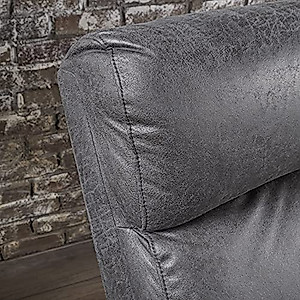 GDFStudio Hana Plush Cushion Tufted Back Loveseat Recliner (Microfiber/Slate)