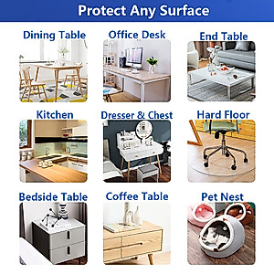 PVC Clear Table Protector - Multisize Thick Transparent Plastic Desk Cover, Rectangular Night Stand, Office & Computer Desk, Sofa Child Table, Small Desk Protector 12x24 in.