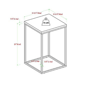 Walker Edison Modern Open Square Wood Side End Accent Table Living Room Storage Small End Table, 16 Inch, Marble