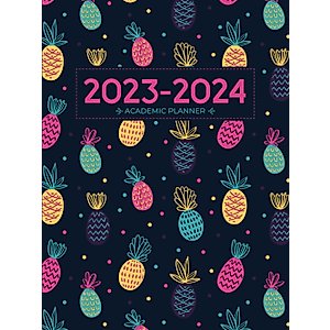 Academic Planner 2023-2024 Large | Funky Pineapples: July - June | Weekly & Monthly | US Federal Holidays and Moon Phases