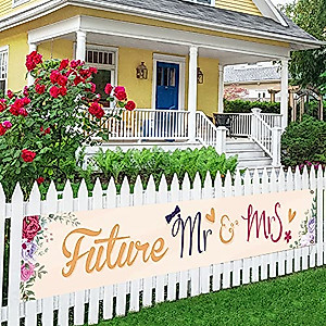 Future Mr & Mrs Large Banner Sign,Decorations Supplies For Engagement Bridal Shower Bride And Groom Party,Bachelorette Party Decor Lawn Sign Yard Sign 9.8x1.6ft
