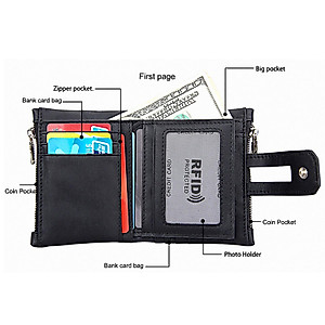 Baellerry Women RFID Blocking Wallet Small Vintage Cowhide Leather Wallet For Women (black1)