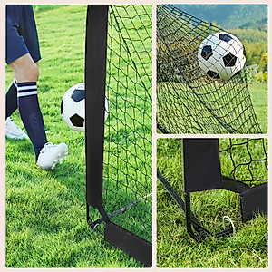SONGMIC Portable Soccer Goal, 4x3 ft Folding Kids Soccer Net with Target and Training Cones, for Backyard, Park, Garden, Beach, Quick Assembly, Black USZQ421B01