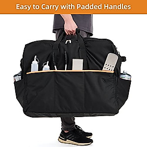 Grill Carry Bag for Blackstone 22 inch Griddle with Hood Lid and Stand, NOELIFE 600D Water-Resistant Outdoor BBQ Grilling Carry Bag Fit for Model 1891, Black (Bag Only)