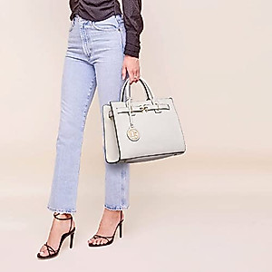 Dasein Women Satchel Purses Handbags Belted Top-handle Work Tote Shoulder Bags with Long Strap (White)