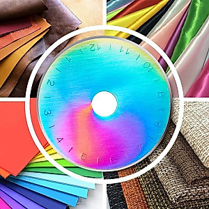 HEADLEY TOOLS 45mm Rotary Cutter Blades 10 Pack Fits Olfa, Fiskars, Replacement Rotary Blade for Arts Crafts Sewing, Rainbow