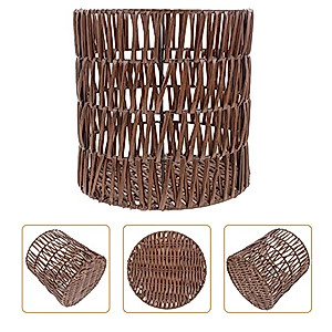 Didiseaon Basket Baskets Woven Trash Can Seagrass Waste Basket Round Garbage Bin Container Laundry Hamper Planter Pot Vase Wicker Storage Basket for Bathroom Kitchen Brown Laundry Woven