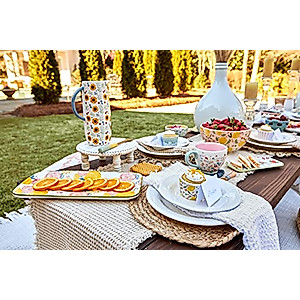 Mud Pie White Beaded Pedestal Trays, small 4" x 10" dia | large 5" x 12" dia