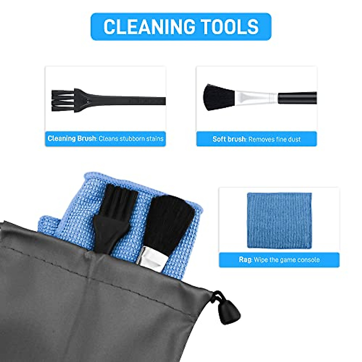 FANPL Dust Cover Kit for PS5,12 in 1 Accessories with Soft Dust Case for Playstation 5 Console, Silicone Plugs for Port, Cleaner Kit - Waterproof Scratchproof Dust Set for PS5