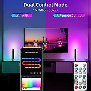 Smart LED Light Bars 2 PCS, Light Bar Dimmable Color Changing with Music Sync, Ambient Lighting Compatible with Alexa and Google Assistant, Gaming Lights with WiFi APP