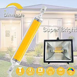 10W R7S LED Bulb, Dimmable 78mm COB LED Lights Bulbs, 100W Halogen Equivalent Floodlight Double Ended J T-Ype 360° Beam Angle 3000K Warm White,Natural White,1 Pack