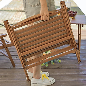 JIKUGO Bamboo Folding Chair Camping Comfy Camping Chair Small Patio Furniture(Original Wood Colour)